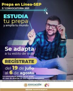 Estudiar en la PREPA EN LÍNEA SEP. CONVOCATORIA 2021.